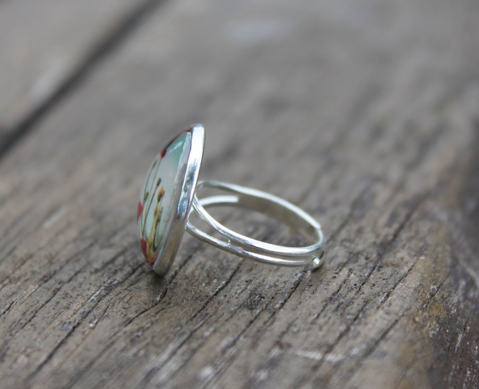 Poppy Ring Floral Fields of Poppies Glass Dome Flower Ring - Etsy