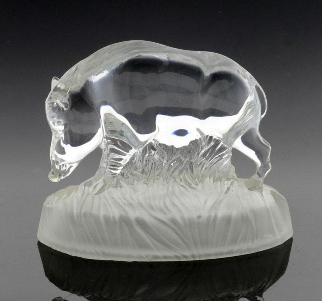 Vintage Glass Boar Sculpture - Etsy