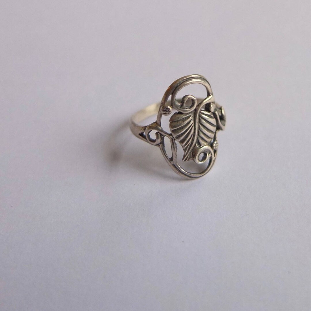 Botanic Leaf Sterling Silver Big Ring, Vintage Sterling Silver Ring - Etsy