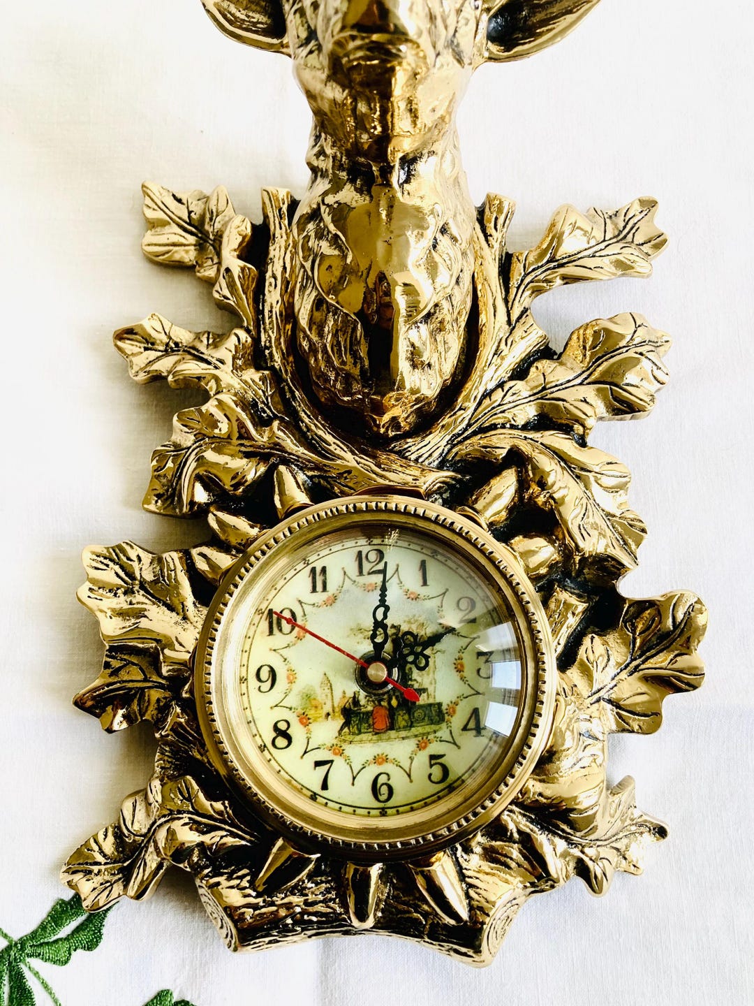 Vintage Brass Wall Clock, Deer Brass Clock - Etsy