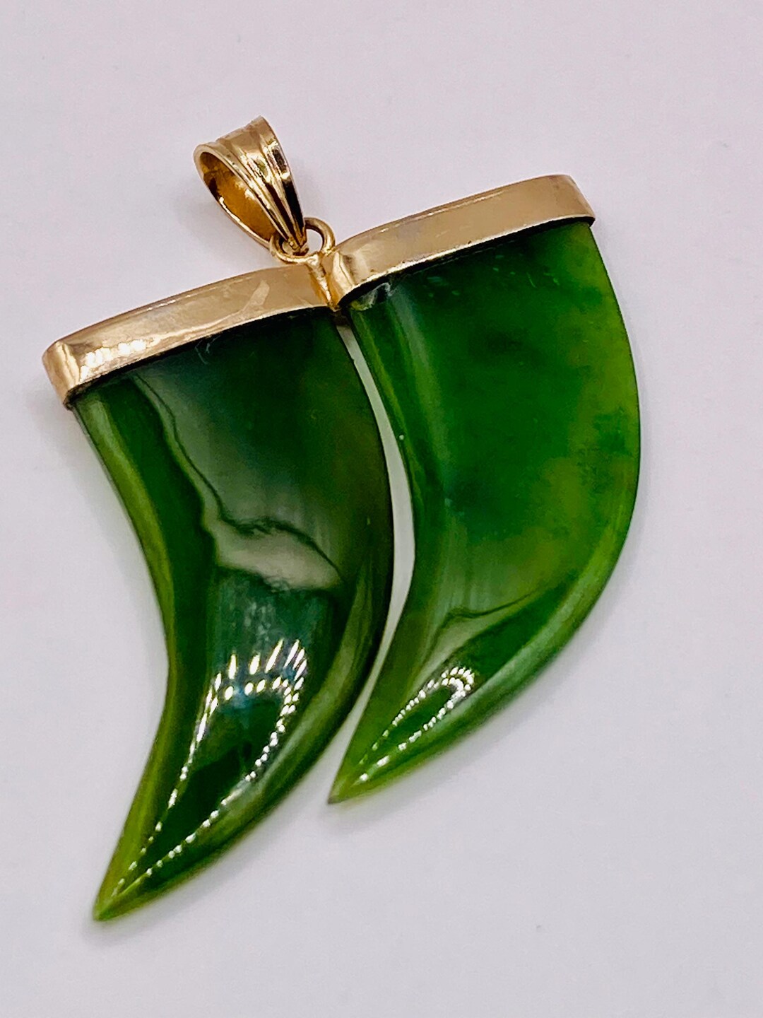 Vintage Jade Horn Pendant, Double Jade Horn Pendant, Amulet - Etsy