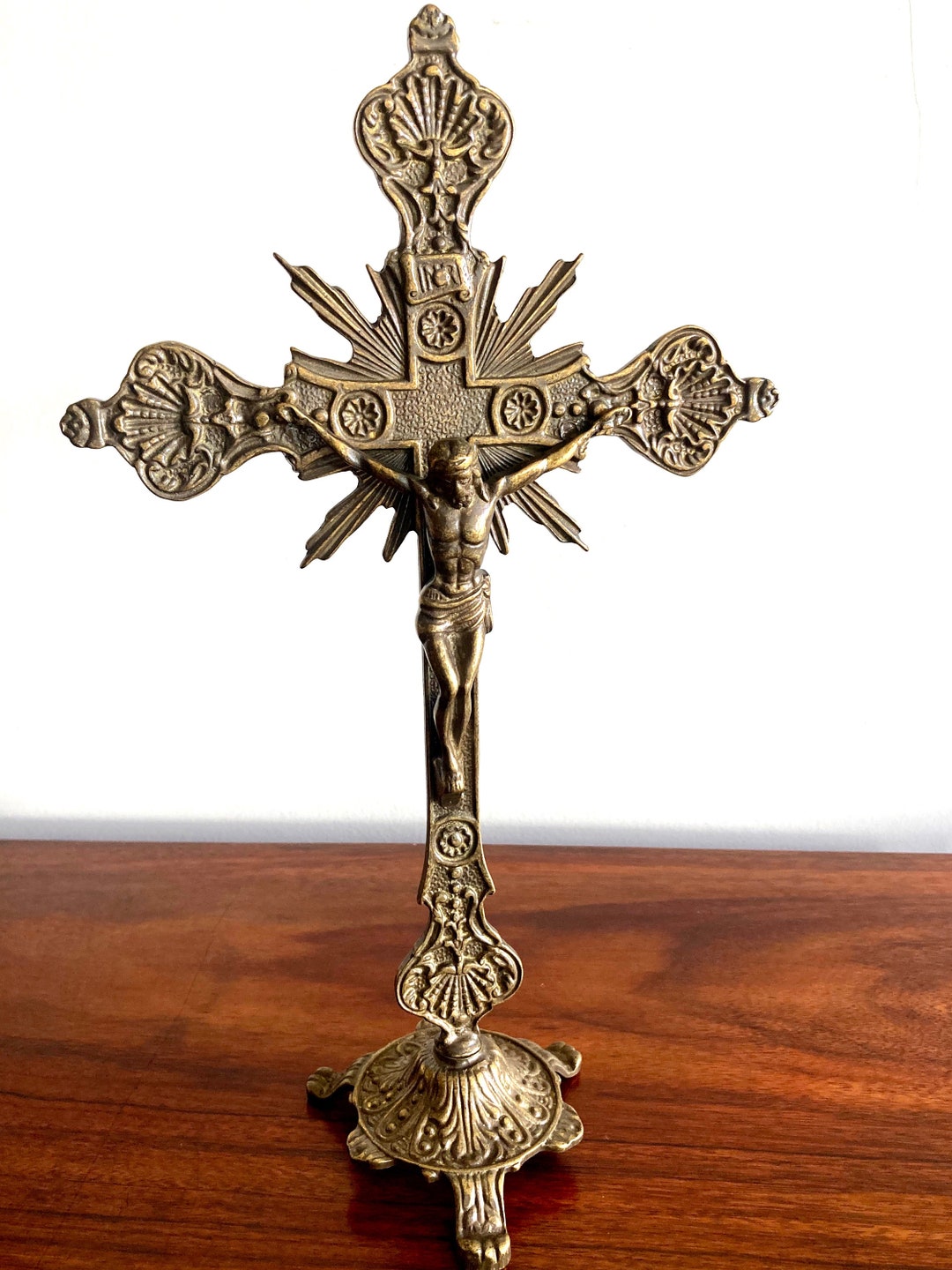 Vintage Crucifix, Tabletop Crucifix, Vintage Brass Crucifix, Christmas ...