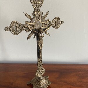 Vintage Crucifix, Tabletop Crucifix, Vintage Brass Crucifix, Christmas ...