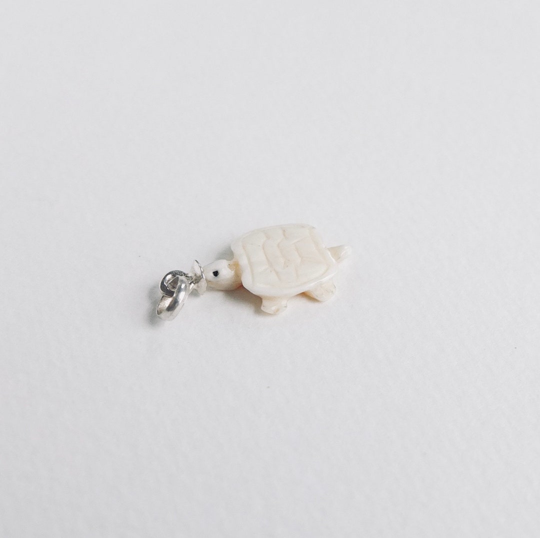 Vintage Sterling Silver and Bone Turtle Charm, Turtle Charm, Handmade ...