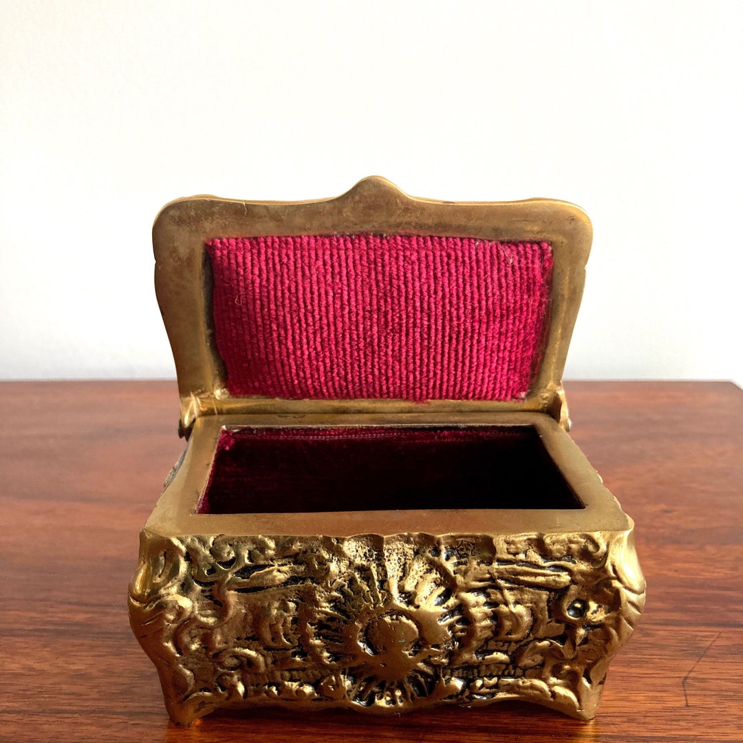 Vintage Solid Brass Ring Box, Brass Box, Vintage Metal Box, Jewelery ...