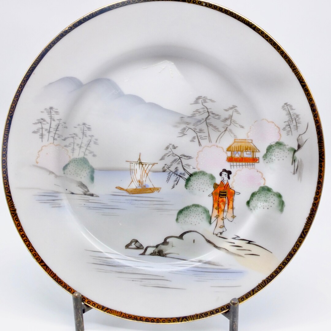Vintage Japanese Porcelain Plate, Hand Painted Porcelain Plate ...