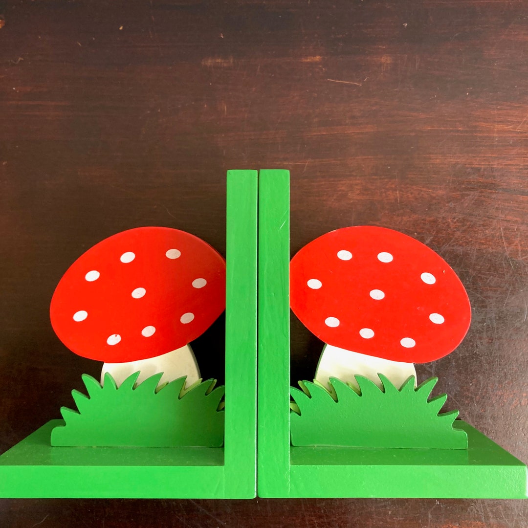 Vintage Wood Mushroom Bookends - Etsy