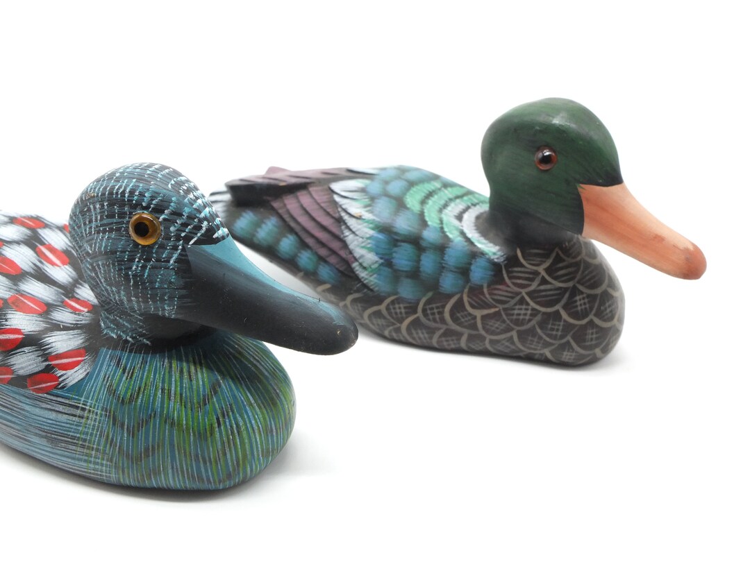 Vintage Pair of Wood Ducks Vintage Duck Figurines Wood Duck - Etsy
