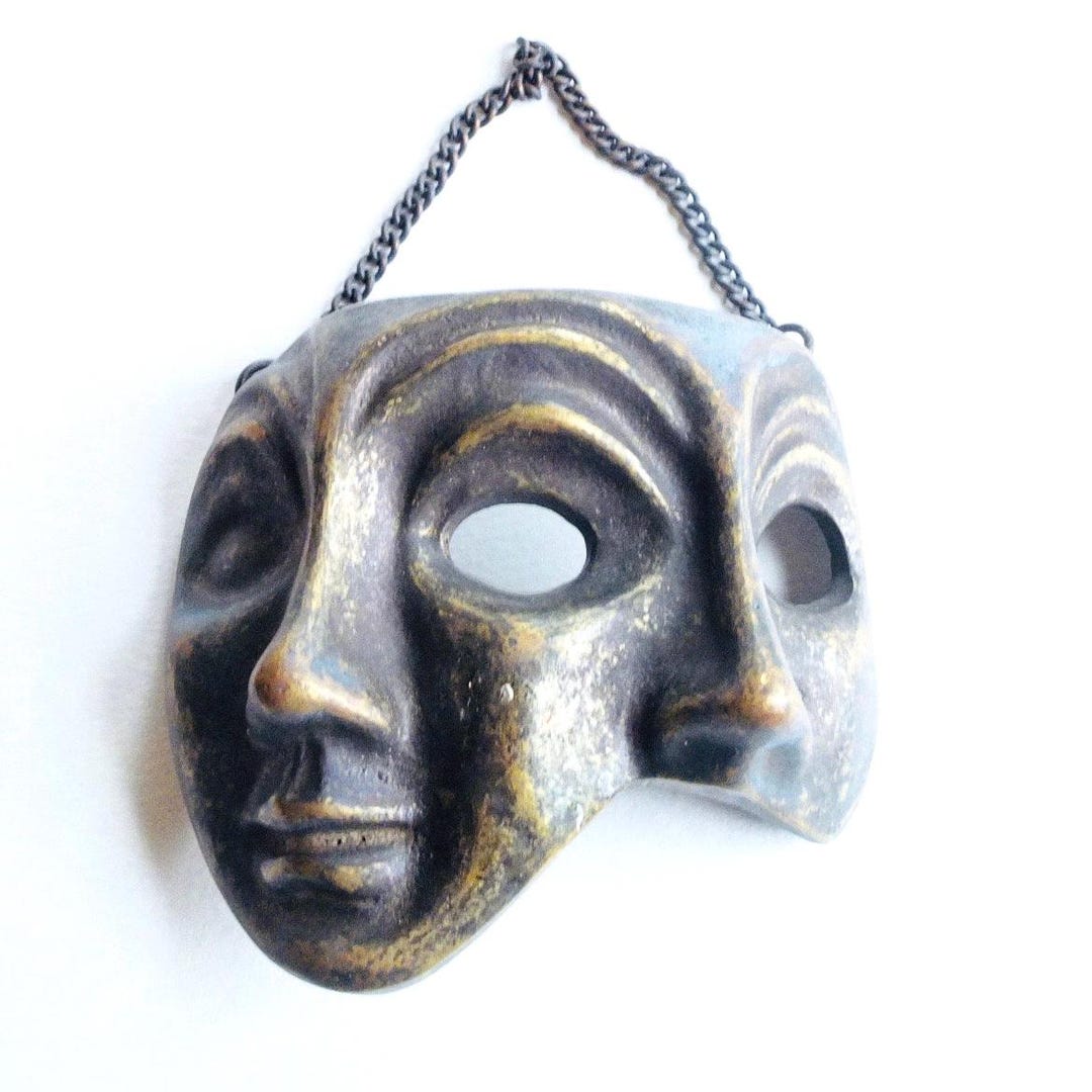 Vintage Brass Mask Sculpture, Wall Décor, Mask Collection, Metal Mask ...