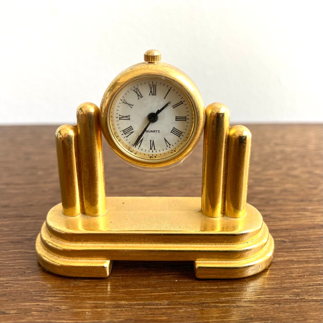 Vintage Miniature Clock, Dollhouse Clock, Gold Clock, Miniature Clock ...