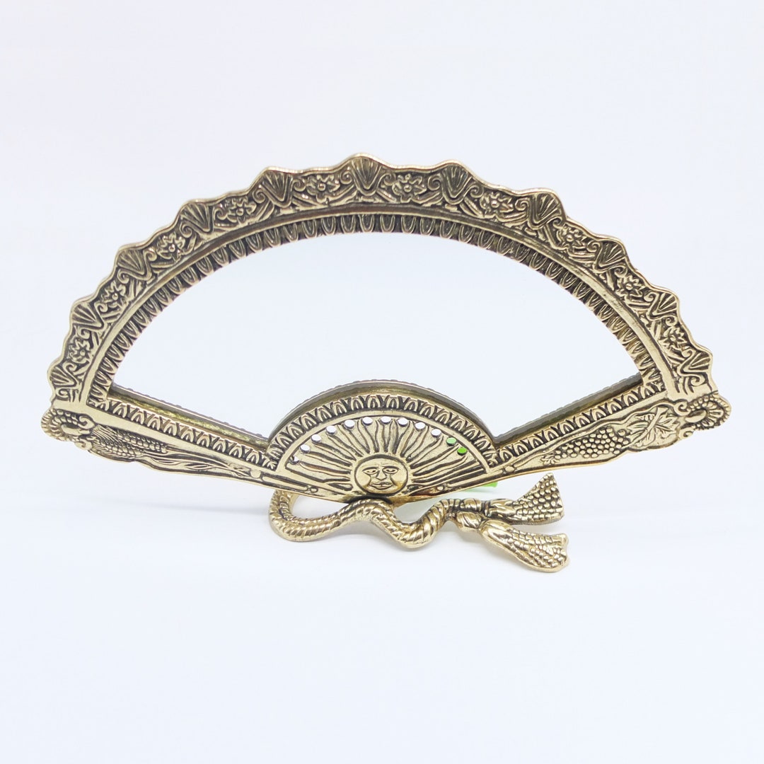 Vintage Tabletop Mirror, Brass Table Fan Mirror, Vintage Fan Mirror ...