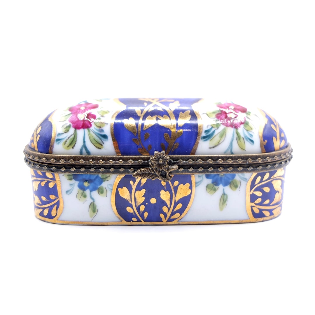 Vintage Hand Painted Porcelain Box, Trinket Box - Etsy