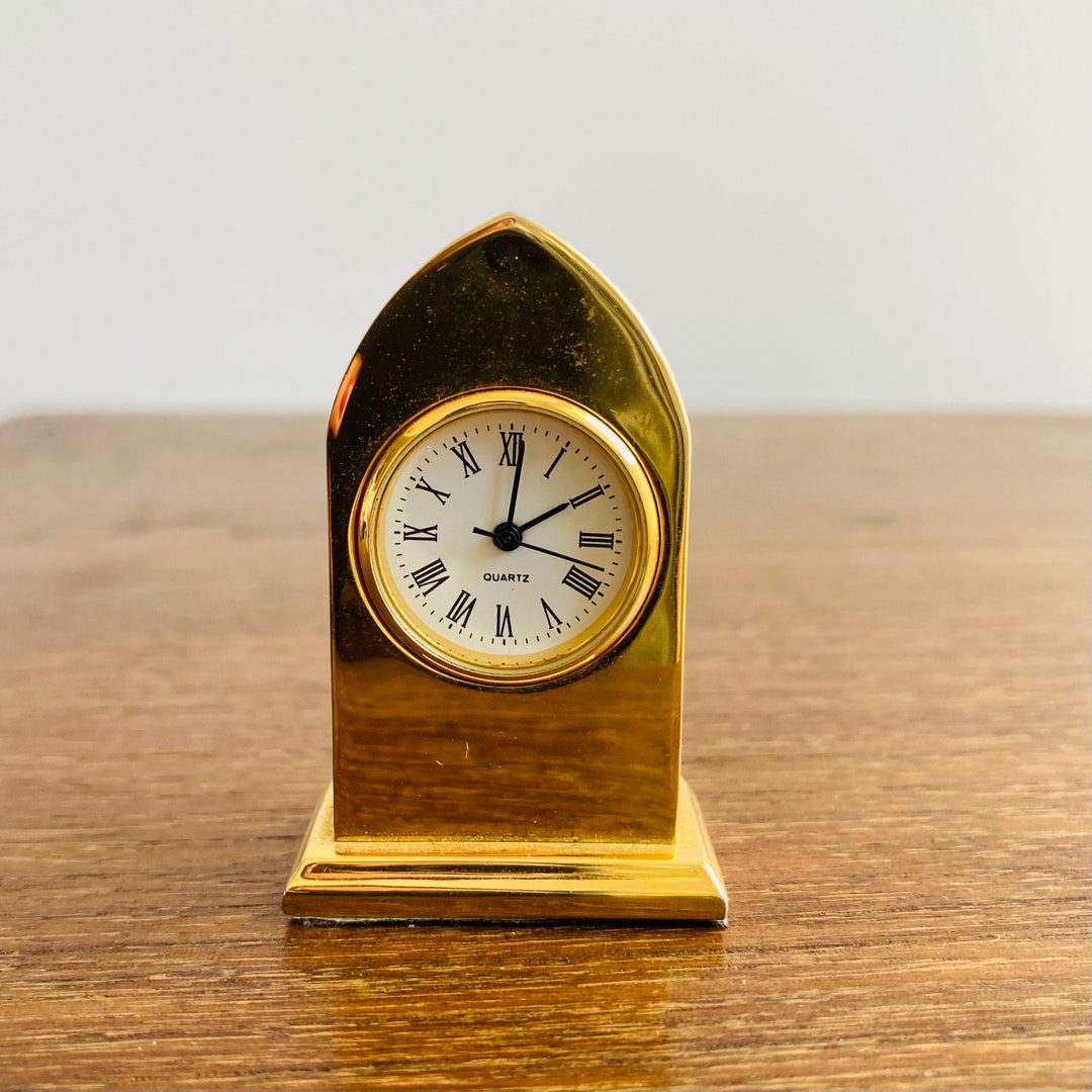 Vintage Miniature Brass Clock, Dollhouse Clock, Gold Clock, Miniature ...