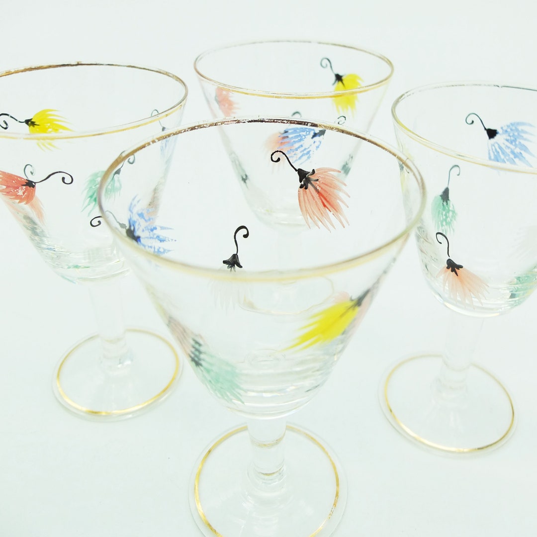 Antique 50s Set of Cocktail Cups, Water Cups, Wine Cups - Etsy