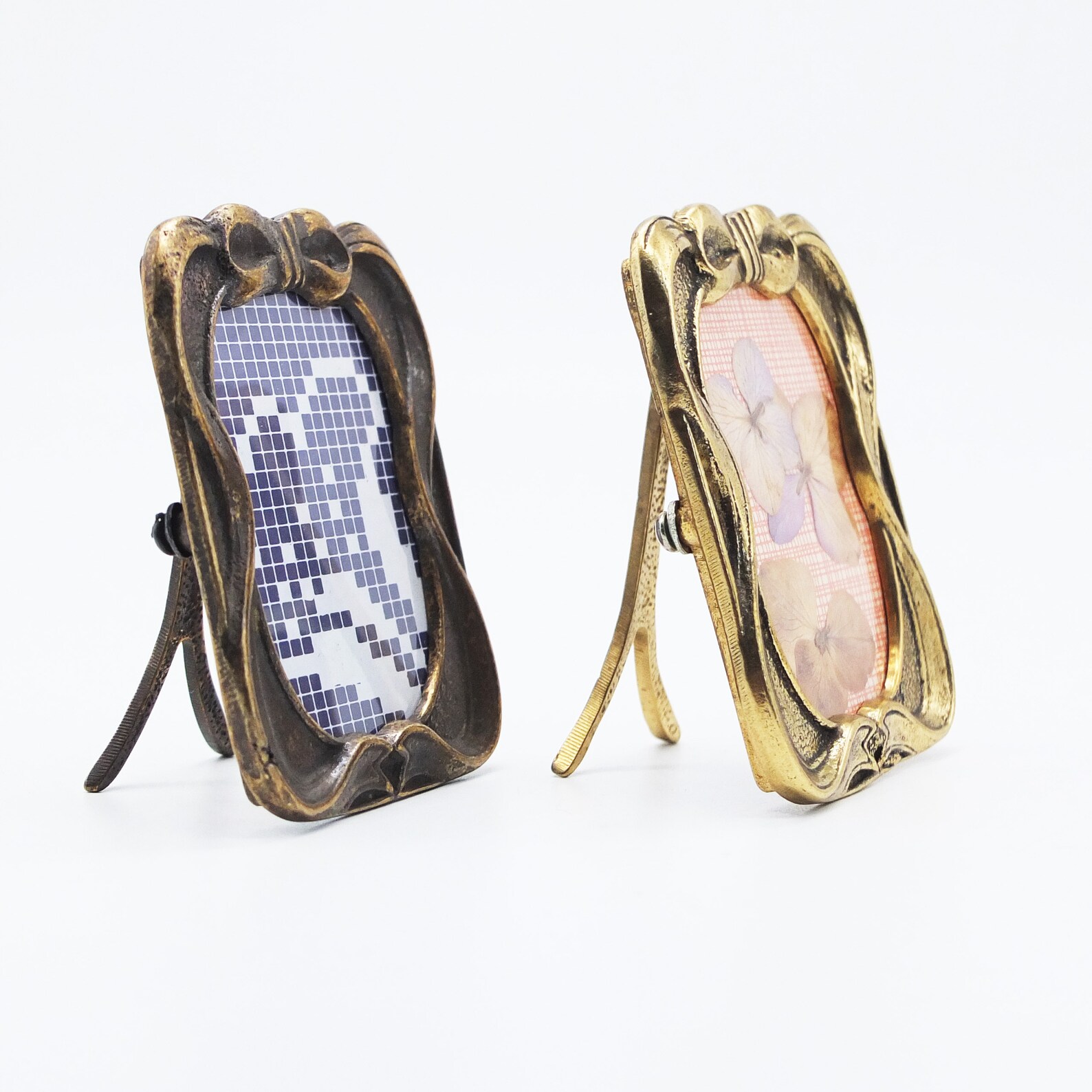 Vintage Brass Picture Frame /// Ribbon Photo Frame - Etsy