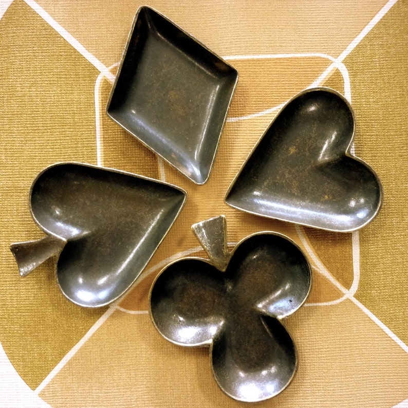 Set of Brass Ashtrays Game Players - Etsy