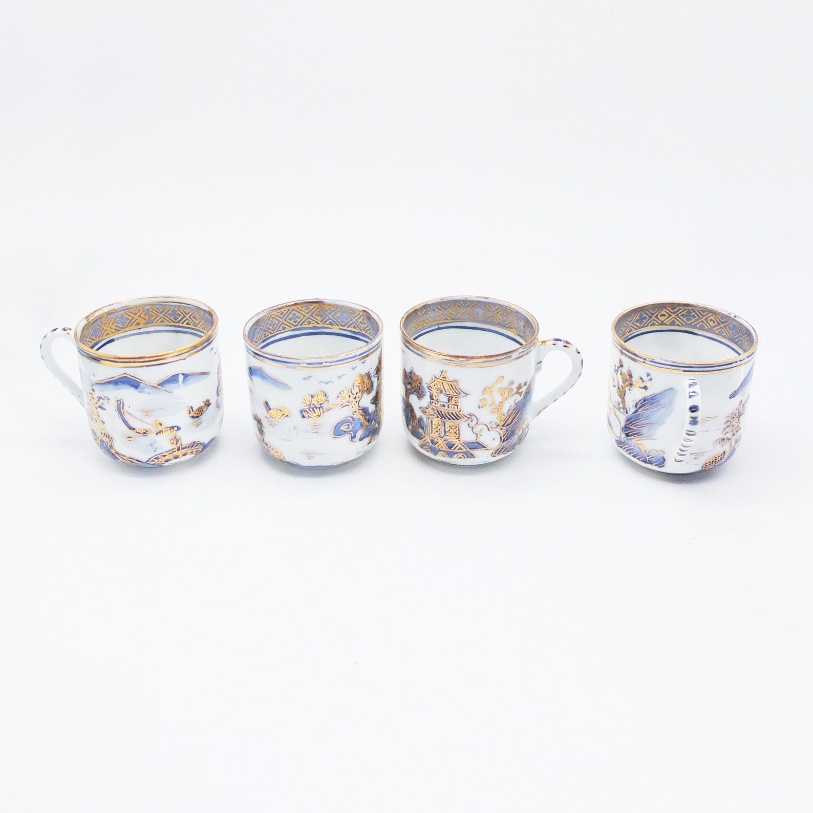 Antique ALL SET Hand Painted Coffee Cup /// Oriental Macau - Etsy