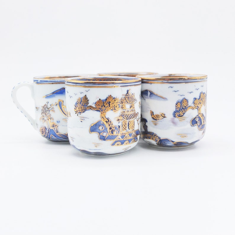 Antique ALL SET Hand Painted Coffee Cup /// Oriental Macau | Etsy