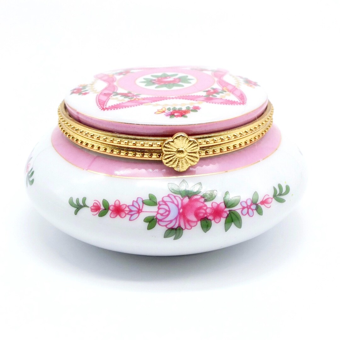 Vintage Porcelain Trinket Box, Ring Box, Pill Box, Jewelry Box, Trinket ...