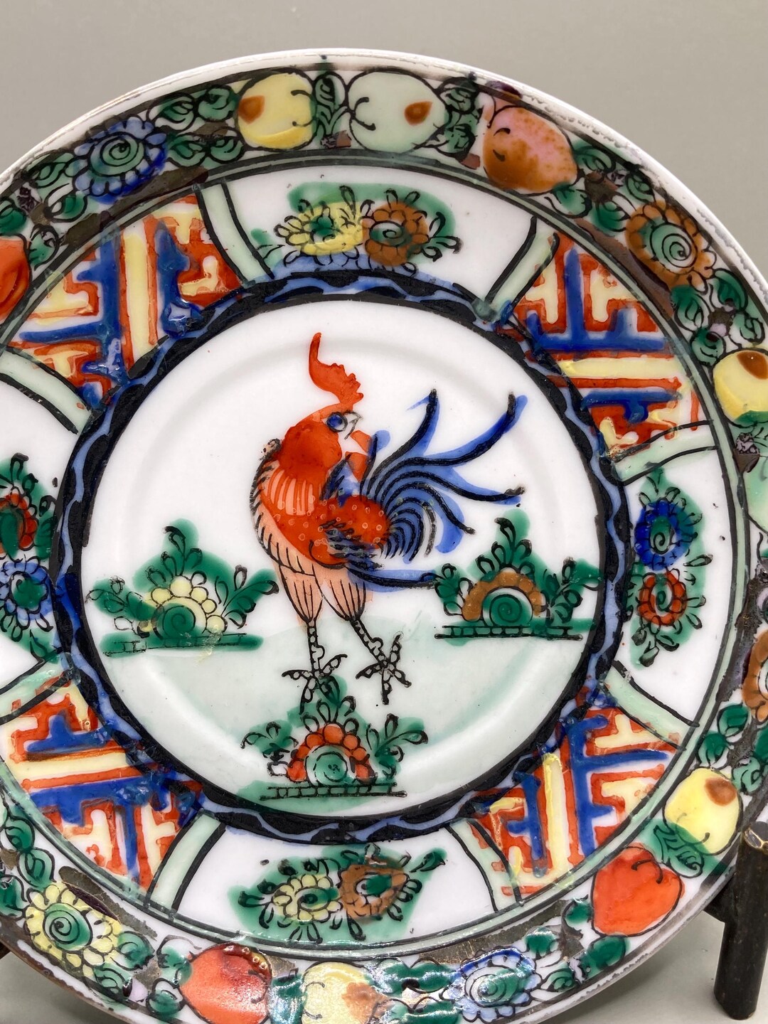 Vintage Porcelain Rooster Plate, Oriental Porcelain Small Dish - Etsy