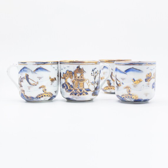 Antique ALL SET Hand Painted Coffee Cup /// Oriental Macau | Etsy