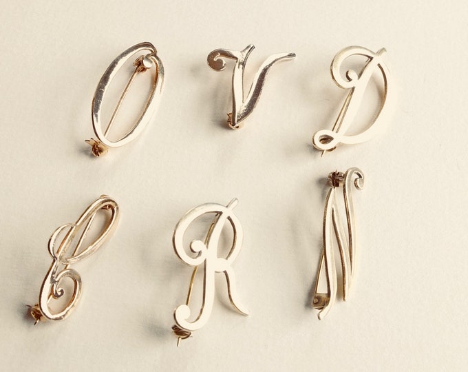 Letter Brooch the First Letter of the Name Brooch Monogram Brooch ...