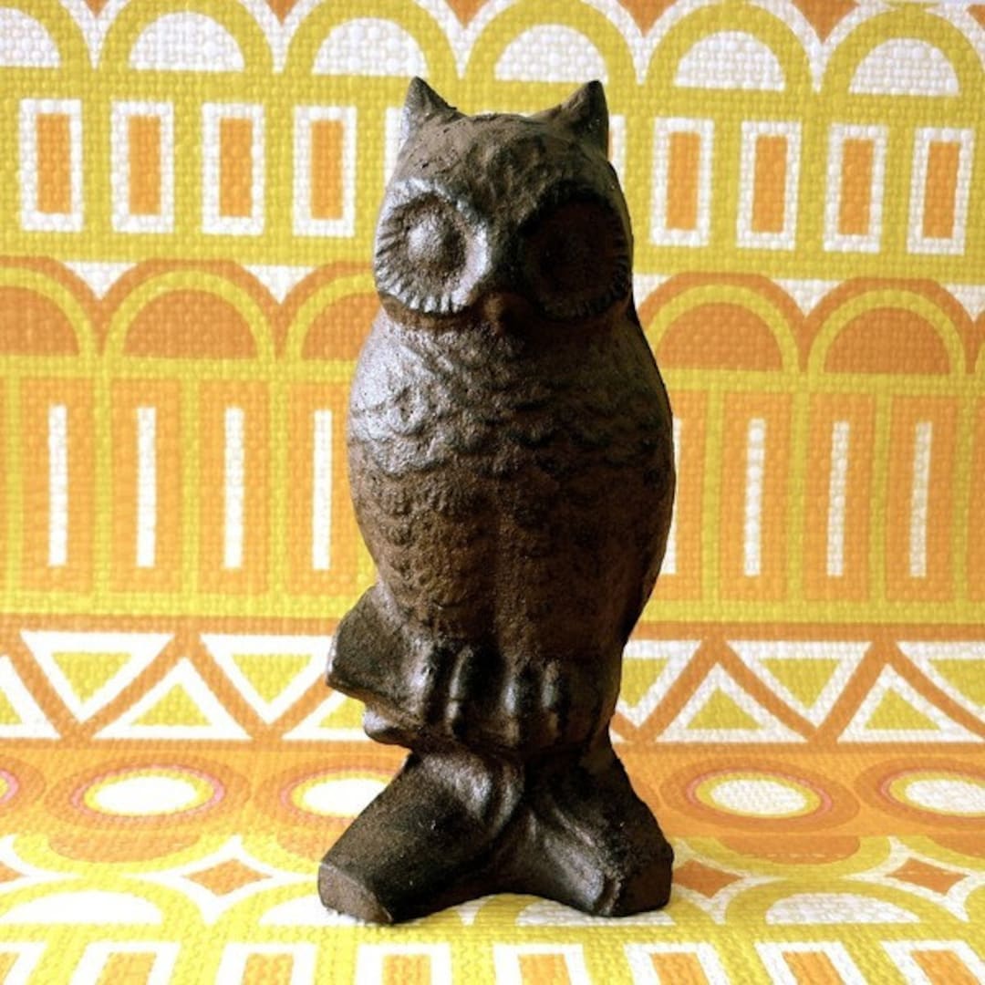 LAST ONE Hand Painted Iron Cast Owl, Owl Figurine - Etsy