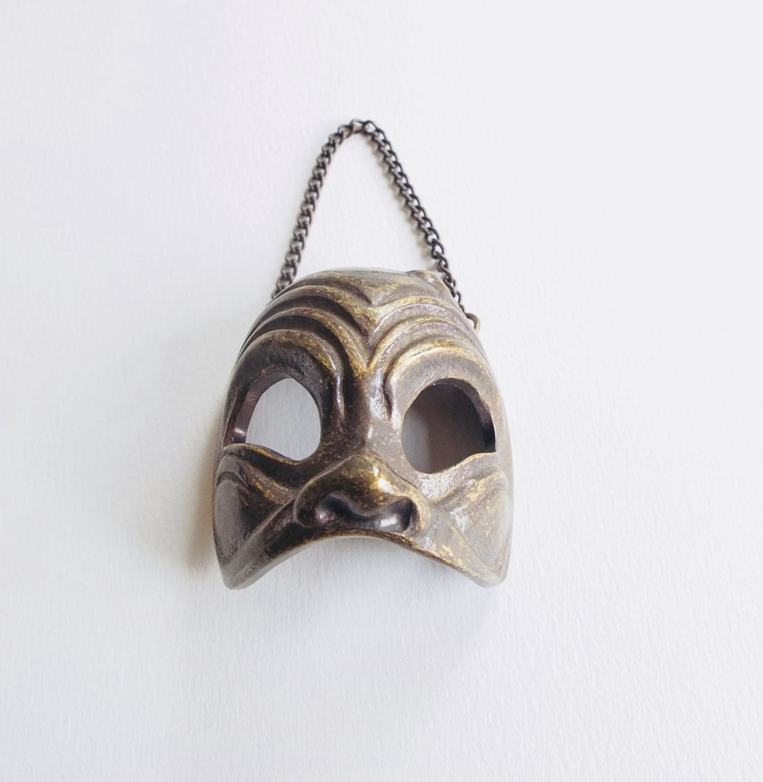 Vintage Brass Mask Sculpture, Wall Décor, Mask Collection, Metal Mask ...
