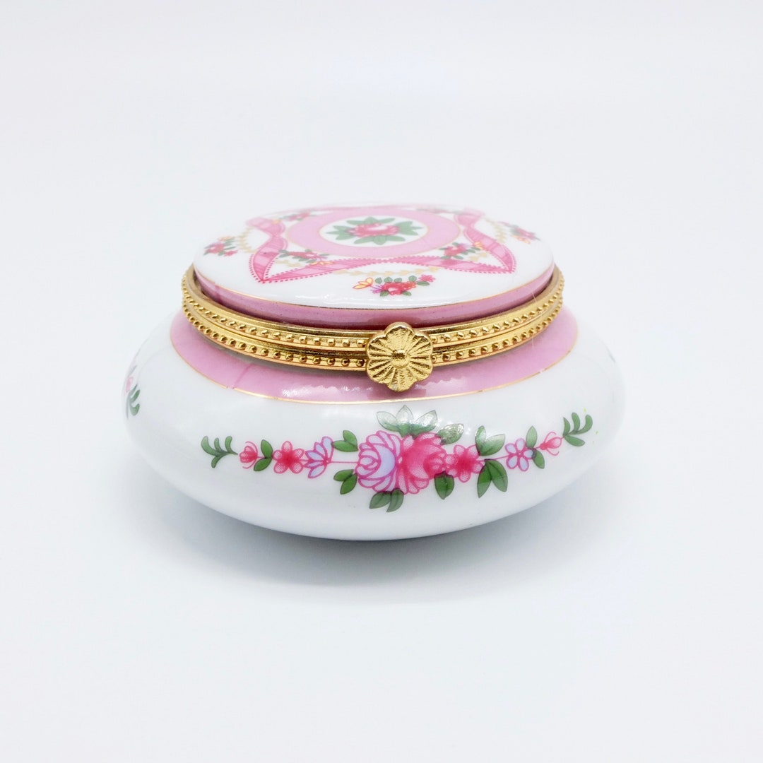 Vintage Porcelain Trinket Box, Ring Box, Pill Box, Jewelry Box, Trinket ...