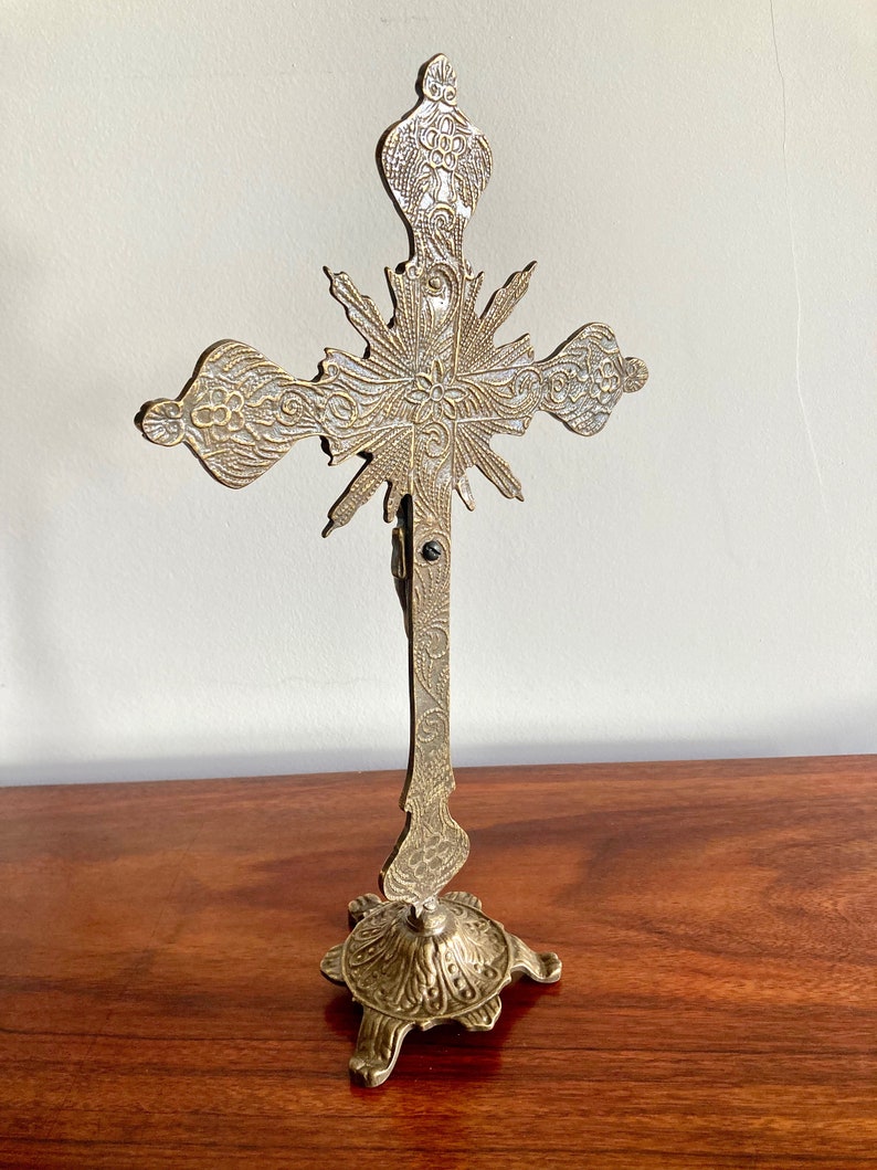 Vintage Crucifix, Tabletop Crucifix, Vintage Brass Crucifix, Christmas ...