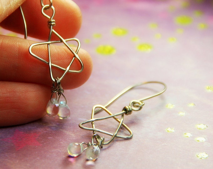 Shooting Star Earrings - Free Form Hammered Silver Wire Stars With ...