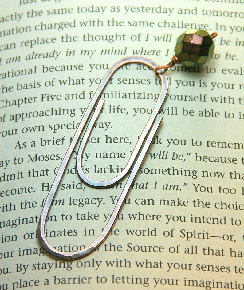 Bookmark Large Hammered Copper Paperclip Bookmark With Bead - Etsy