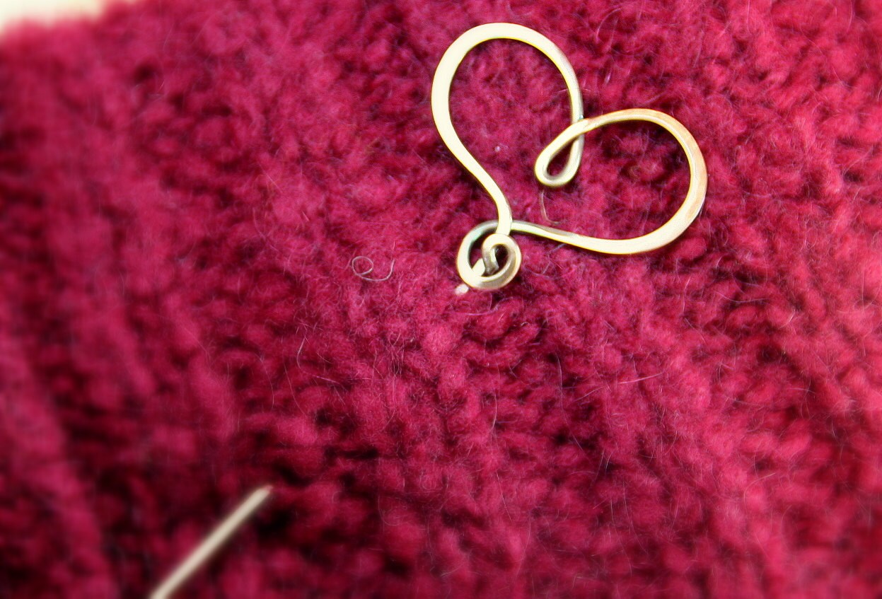 Hammered Copper Swirly Heart Stick Pin Shawl Pin Scarf Pin | Etsy