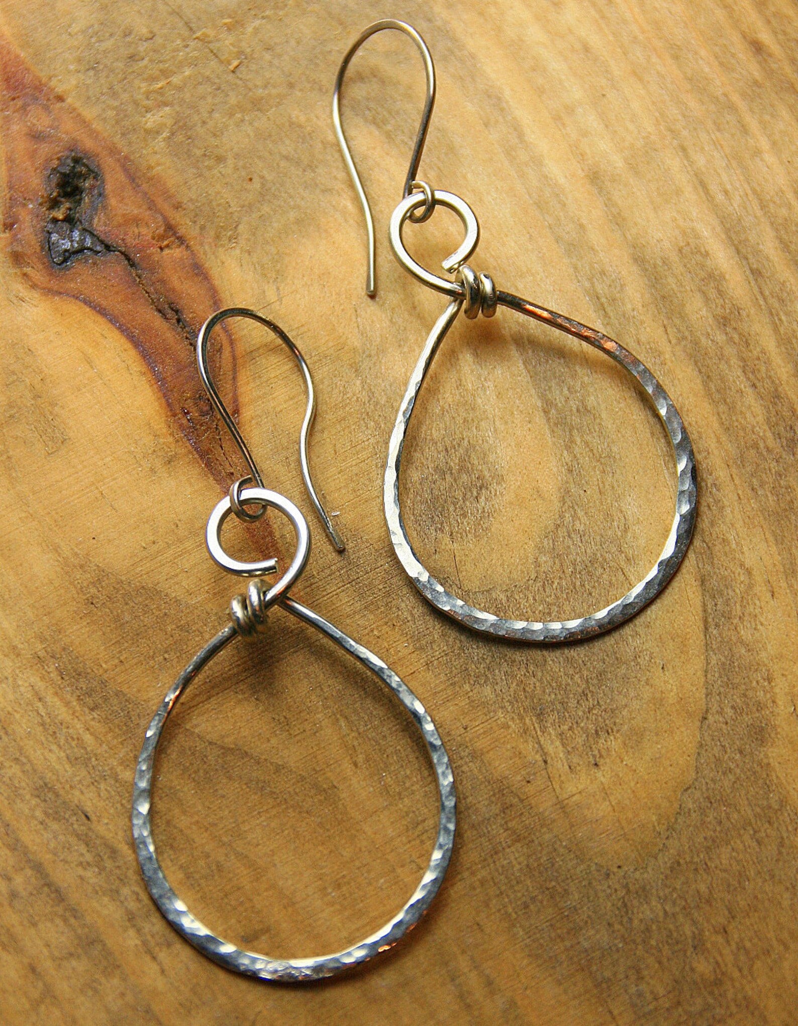 Simple Hammered Silver Hoops Infinity Symbol Copper Jewelry - Etsy