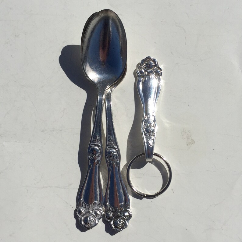 Spoon Keychain Silverware Key Ring American Beauty Rose - Etsy