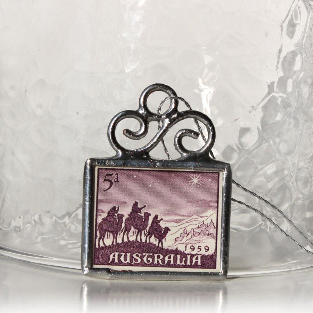 Peace on Earth Australia Postage Stamp Christmas Ornament Stained Glass ...