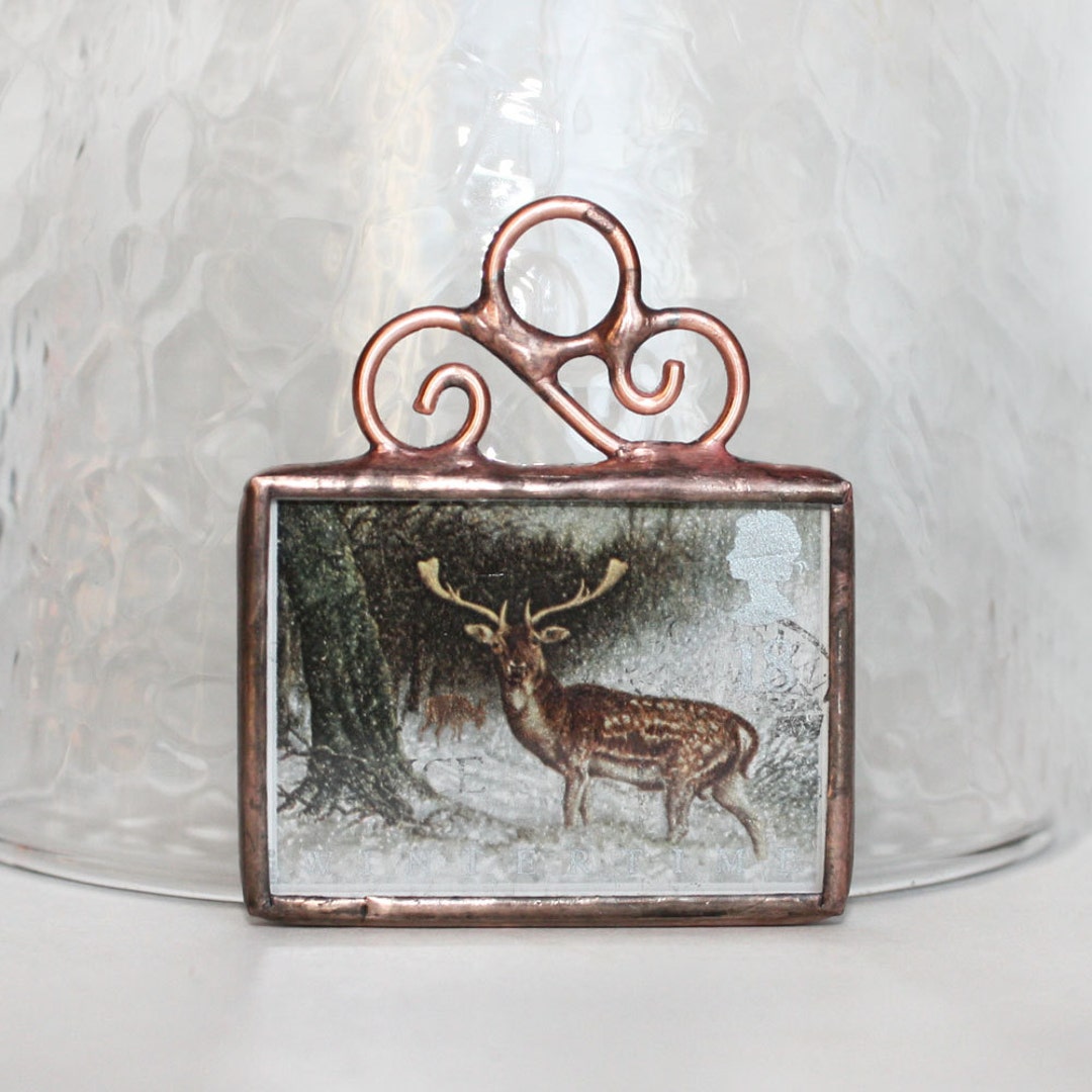 Postage Stamp Ornament Stained Glass Christmas Ornament Deer Great ...