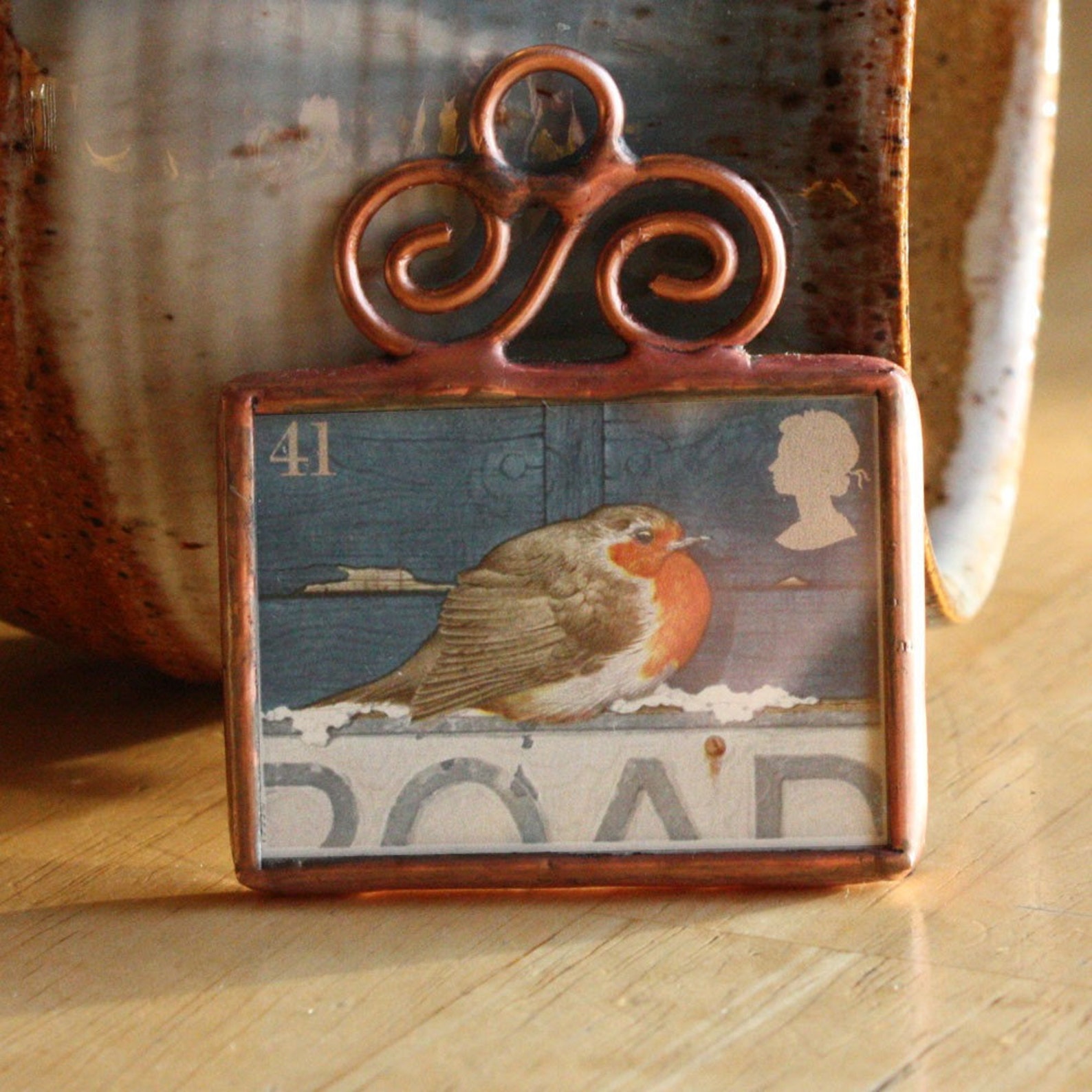 Little Bird on Blue Postage Stamp Christmas Ornament by - Etsy