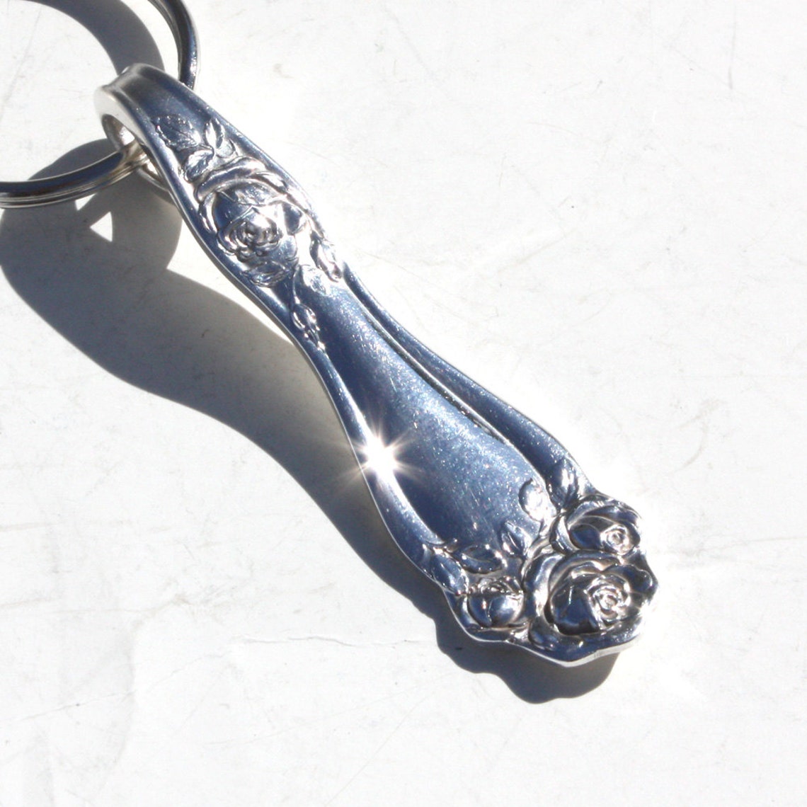 Spoon Keychain Silverware Key Ring American Beauty Rose - Etsy