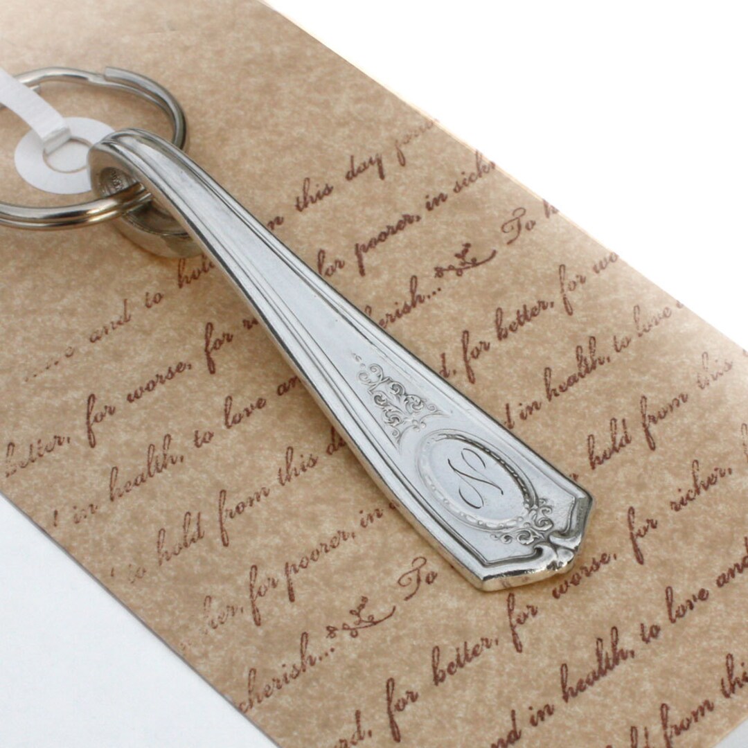 Monogrammed Key Chain, Spoon Key Chain, Silverware Key Ring, Silverware ...