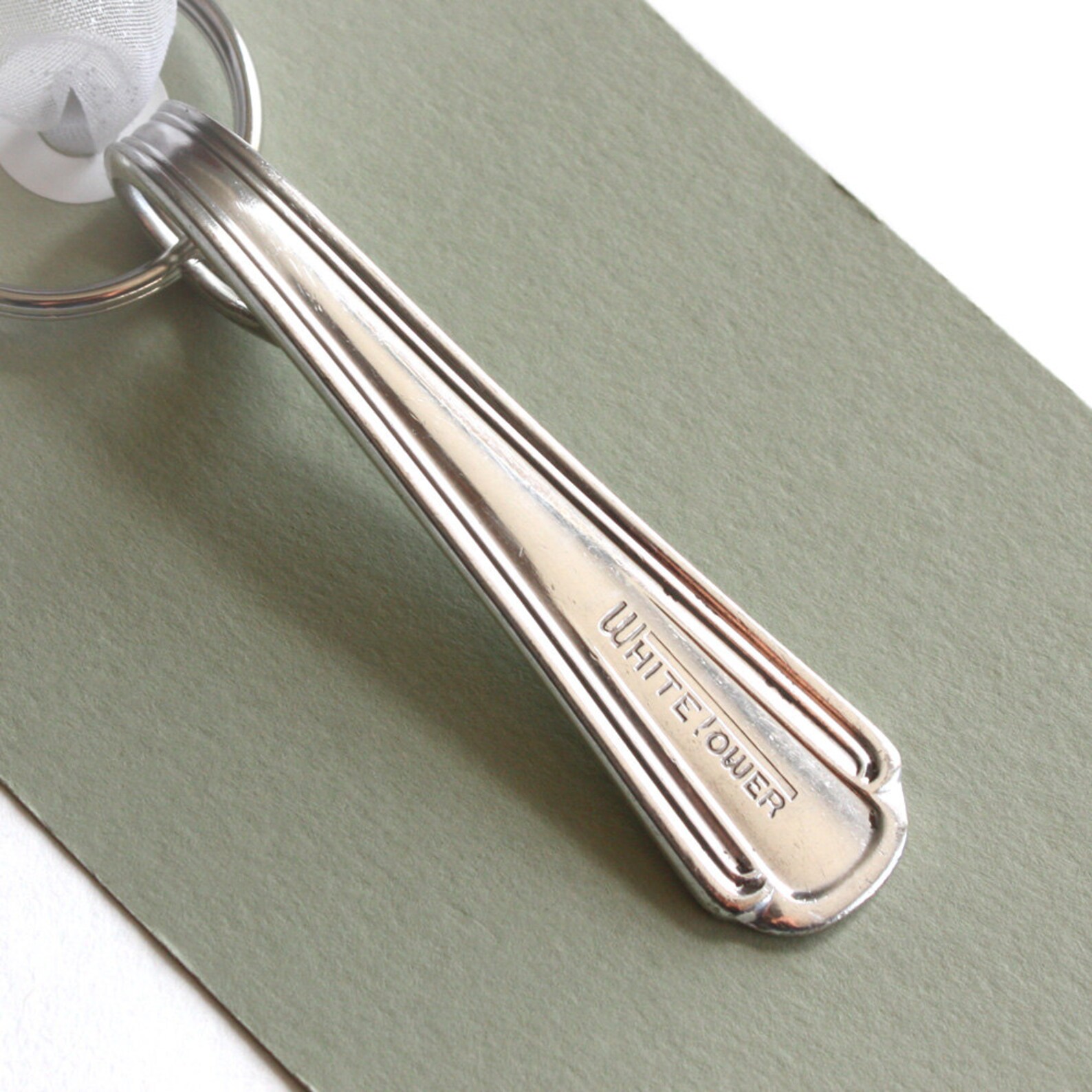 Spoon Key Ring Silver Plate Silverware Keychain White Tower - Etsy