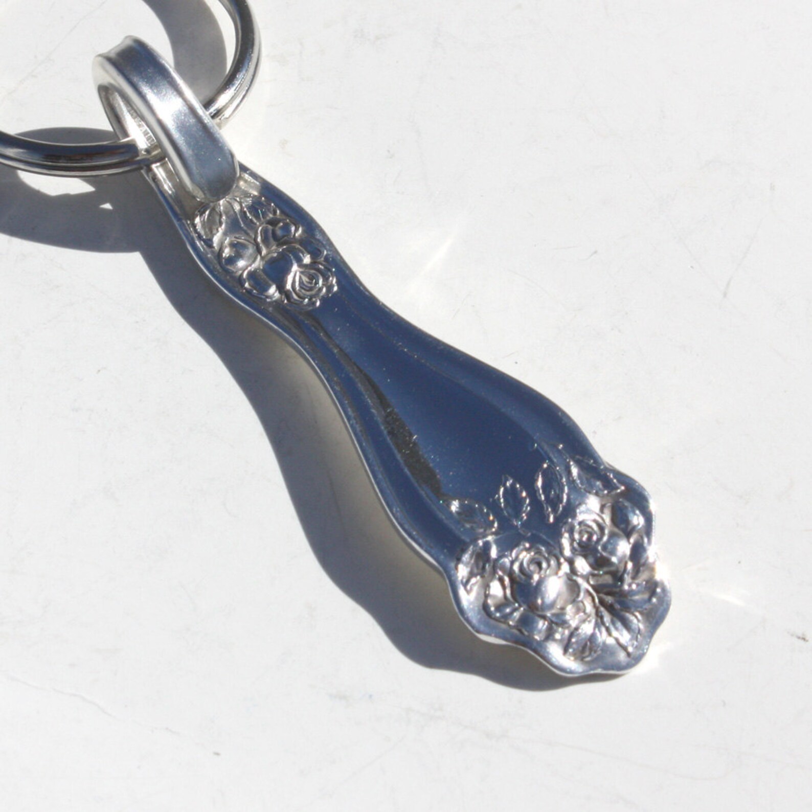 Spoon Keychain Silverware Key Ring American Beauty Rose - Etsy