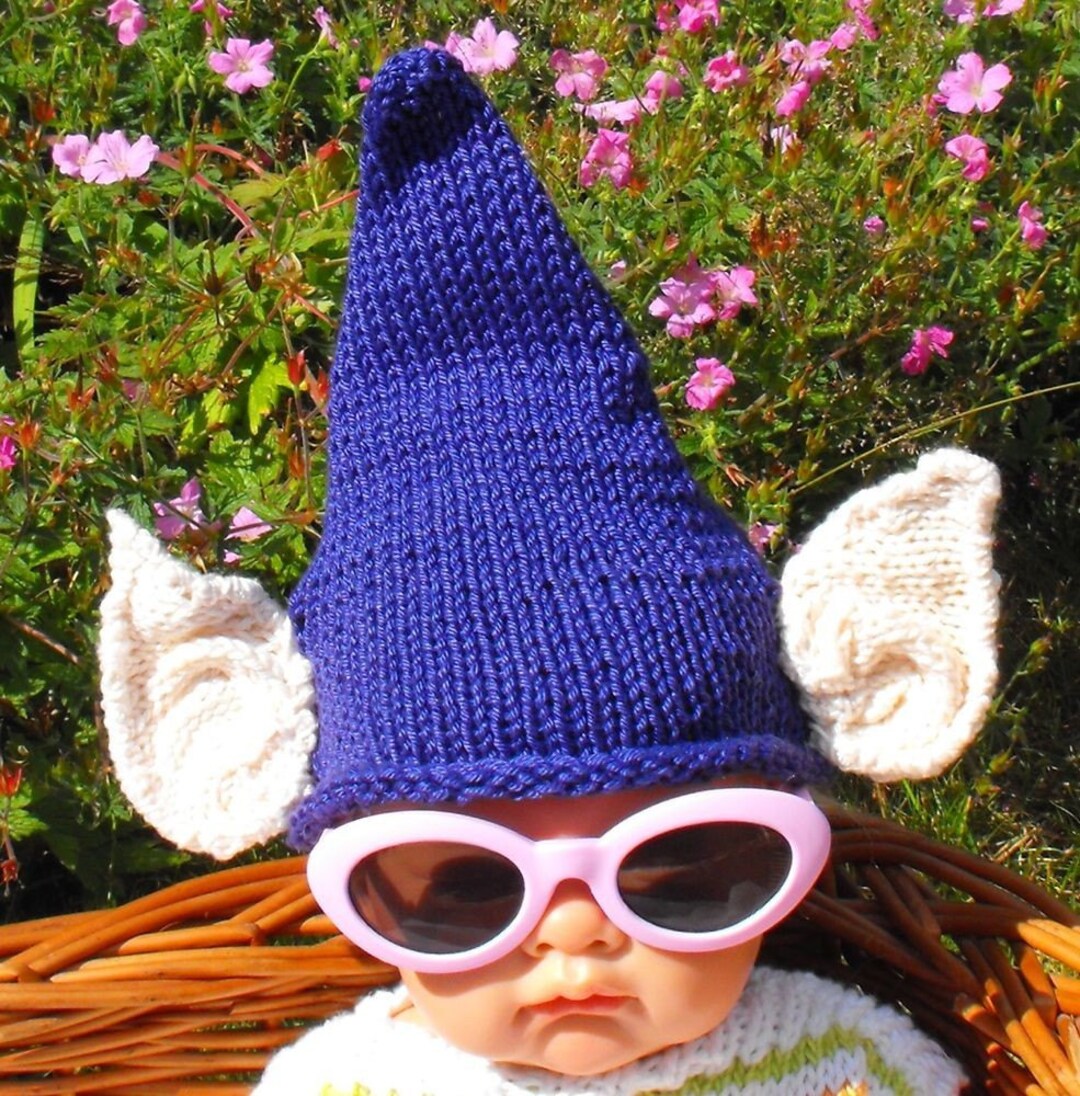 ENGLISH ONLY Digital File Pdf Download Knitting Pattern Only-baby Big Ears Purple Pixie Hat Pdf ...