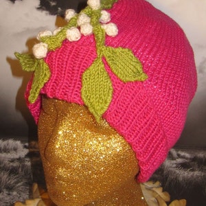 Digital Pdf File Knitting Pattern Madmonkeyknits Mistletoe Beanie Hat ...