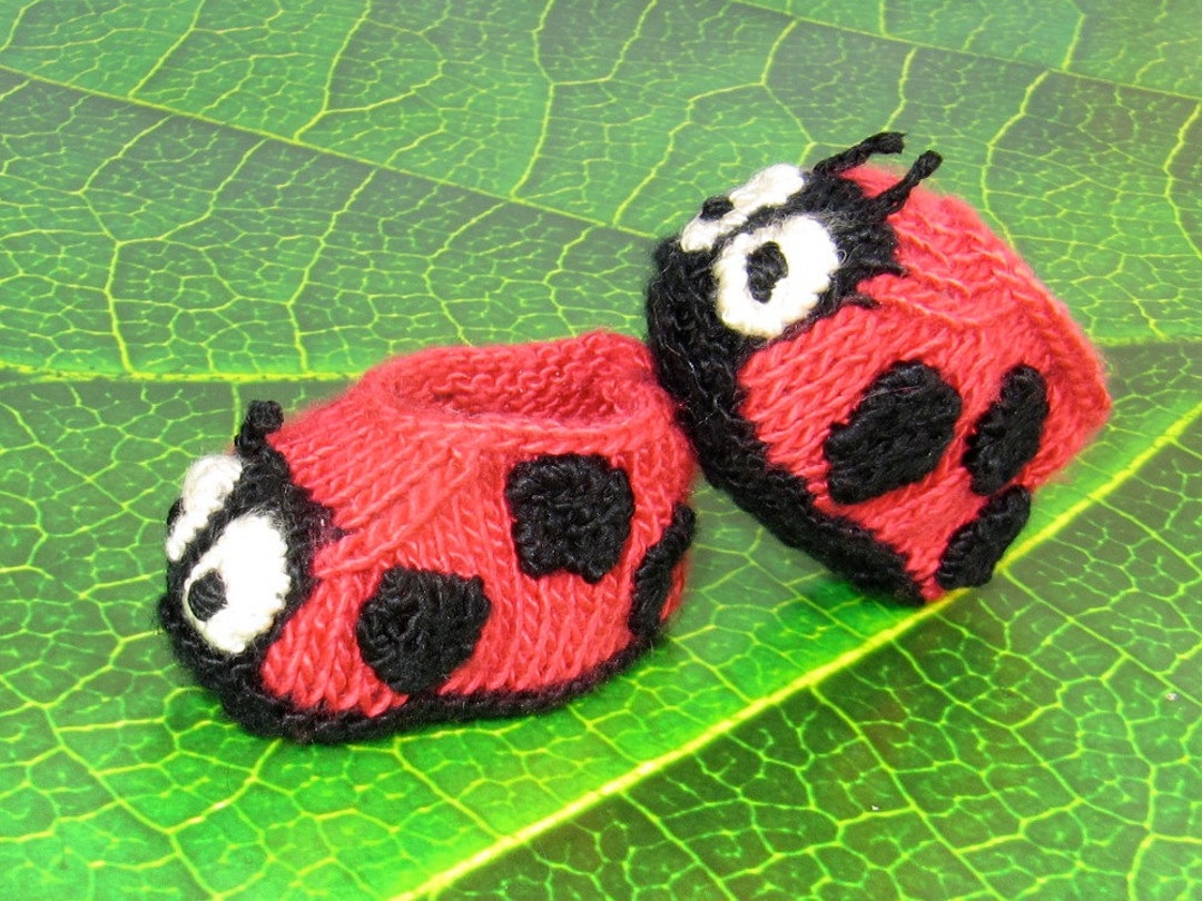 Digital Pdf File Knitting Pattern Baby Ladybird ladybug Booties ...