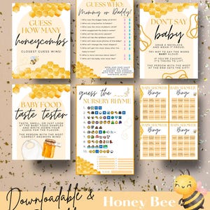 Bee Baby Shower Game Bundle Templates, Honeycomb Baby Shower Game Set ...