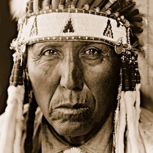 Red Bird, Professionally Restored Photograph of Vintage Native American ...