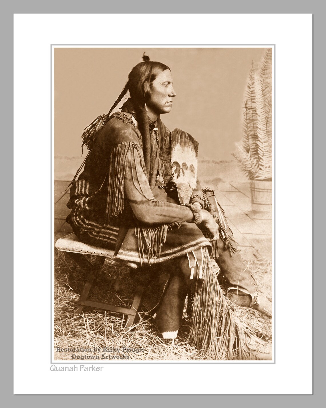Professionally Restored Vintage Photograph of Native American Comanche ...