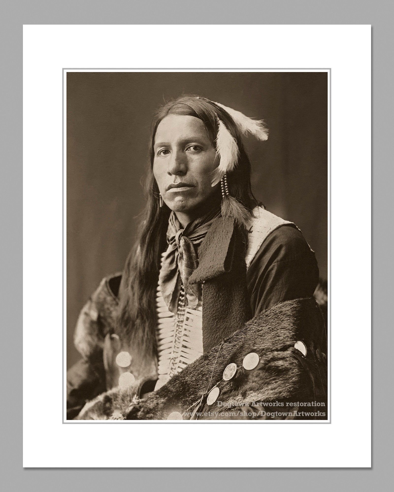 Lakota Sioux Chief Portrait: Restored Vintage Native American ...