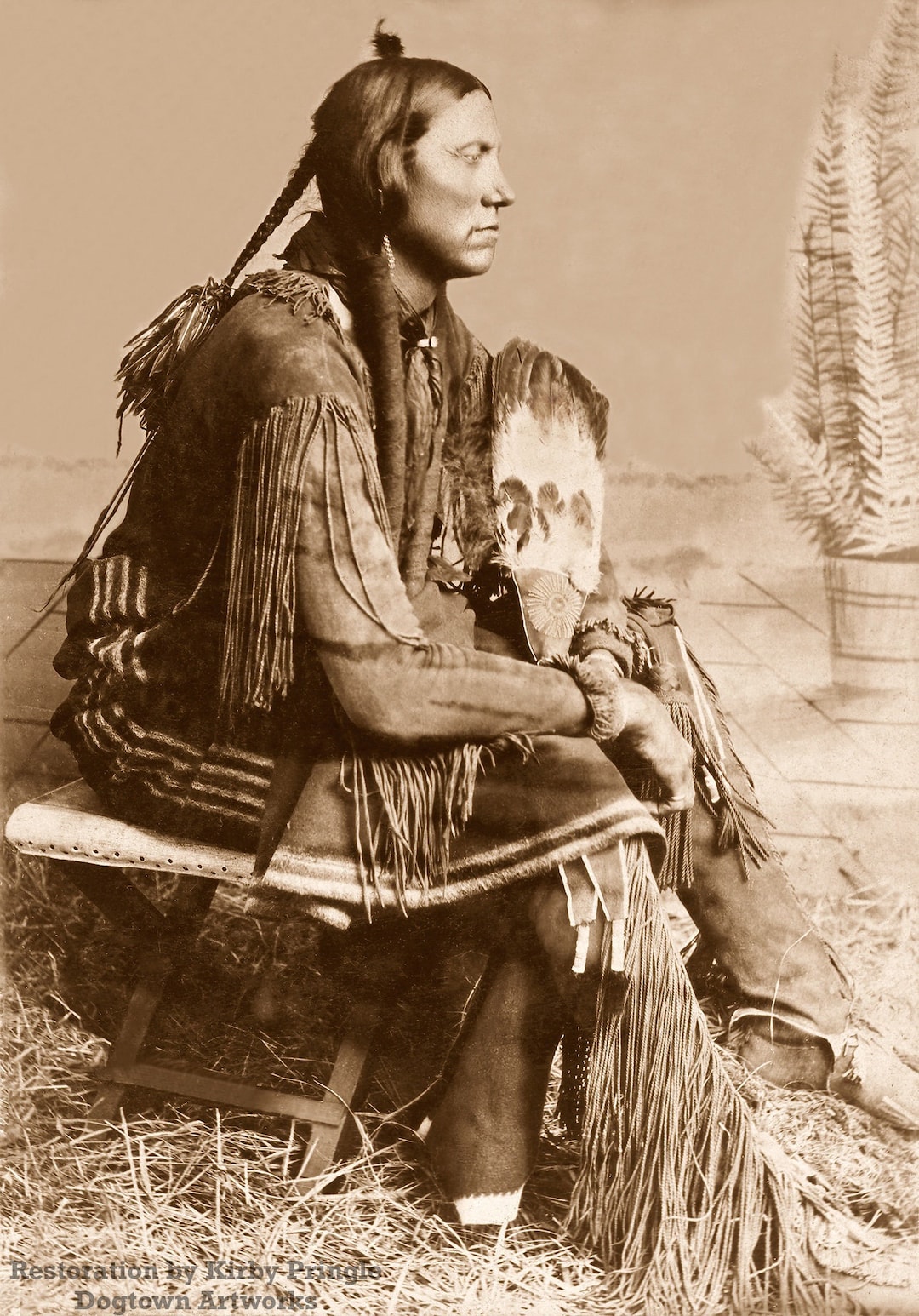 Professionally Restored Vintage Photograph of Native American Comanche ...
